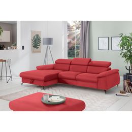 COTTA Ecksofa »Kitty L-Form, B: 242 cm« mit Kopfteilverstellung, optional Bettfunktion & Bettkasten rot