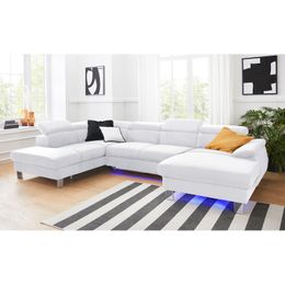 COTTA Wohnlandschaft »Komaris U-Form, B: 320 cm« mit Kopfteilverstellung, optional Bettfunktion, Bettkasten & Licht white