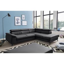 COTTA Ecksofa »Kitty L-Form, B: 249 cm« mit Kopfteilverstellung, optional Bettfunktion & Bettkasten Black