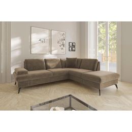 Sit & More sit&more Ecksofa &raquo;Morris Jubi L-Form, B: 238 cm&laquo; mit Armteilfunktion & 1 Zierkissen, optional Bettfunktion braun 100% Polyester