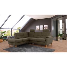 Home Affaire Ecksofa »Palmera L-Form, B: 236 cm« optional Bettfunktion & Bettkasten, Federkern oliv
