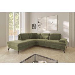 Sit & More SIT&MORE Ecksofa »Morris Jubi L-Form, B: 238 cm« mit Armteilfunktion & 1 Zierkissen, optional Bettfunktion hellgrün