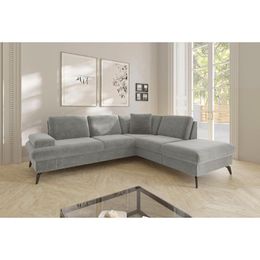Sit & More SIT&MORE Ecksofa »Morris Jubi L-Form, B: 238 cm« mit Armteilfunktion & 1 Zierkissen, optional Bettfunktion hellgrau