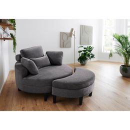 ATLANTIC HOME COLLECTION Loveseat &raquo;Ravi, B: 114 cm&laquo; XXL- Sessel, mit Stauraumhocker, R&uuml;ckenst&uuml;tze & 4 Zierkissen anthrazit