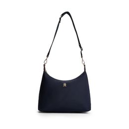 Tommy Hilfiger Schultertasche »POPETTE SHOULDER BAG«, Damen Umhängetasche, Tragetasche mit TH-Schmuckelement dunkelblau