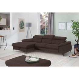 COTTA Ecksofa &raquo;Kitty L-Form, B: 242 cm&laquo; mit Kopfteilverstellung, optional Bettfunktion & Bettkasten braun Microfaser (100% Polyester);Flachgewebe (100