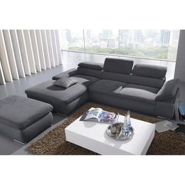 Sit & More sit&more Ecksofa &raquo;Valantine L-Form, B: 286 cm&laquo; mit Arm- & Kopfteilverstellung, optional mit Bettfunktion grau 100% Polyester;Luxus-Kunstleder/Struktur