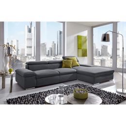 Sit & More sit&more Ecksofa &raquo;Valantine L-Form, B: 286 cm&laquo; mit Arm- & Kopfteilverstellung, optional mit Bettfunktion grau 100% Polyester;Luxus-Kunstleder/Struktur