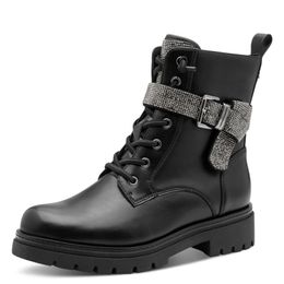 MARCO TOZZI by GMK Schnürstiefelette, Blockabsatz, Schnürboots, Zierriemen mit Strasssteinen besetzt schwarz 38 38 Modische Stiefelette mit...