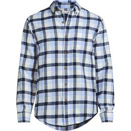 LANDS' END Flanellhemd Flagship, Classic Fit, Herren,  Blau, Baumwolle/Baumwoll-Mischung/Polyester-Mischung, by Lands' End