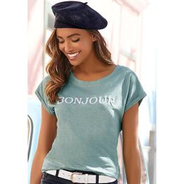 Vivance T-Shirt »mit Frontdruck "Bonjour"« aus weicher Baumwoll-Qualität mint 32/34 32/34 Modischer Frontdruck "Bonjour"