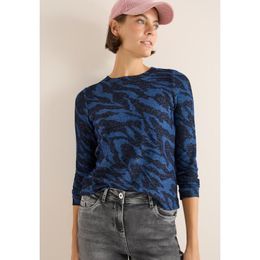 Cecil Sweater mit Animal-Print und in Melange-Optik urban dark blue melange S (38) S (38) Kuscheliges Shirt von Cecil