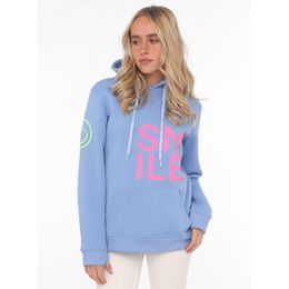 Zwillingsherz Hoodie »"Alissa"« Langarm, Kapuze, Neon-Details, Kordelzug, Frontprint, Kängurutasche hellblau SM (S/M) SM (S/M) Weiche Fleeceinnenseite