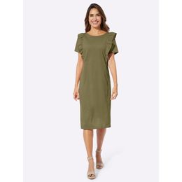 Shirtkleid Classic Basics "Jersey-Kleid", Damen, Gr. 54, grün (oliv), 100% Baumwolle, unifarben, lang, Rundhals, Kurzarm, Kleider