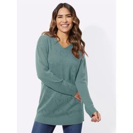 Longpullover Classic Basics "Langarm-Pullover", Damen, Gr. 42, gr&uuml;n (jade), 100% Polyacryl, unifarben, Pullover Longpullover