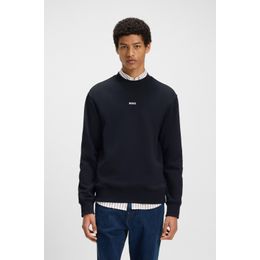 Sweatshirt BOSS Orange "WeSmallcrew", Herren, Gr. L, blau (dunkelblau404), Sweatware, Obermaterial: 100% Baumwolle, unifarben, relaxed fit, Rundhals, eingesetzt Bündchen, Sweatshirts, mit Logo auf der Brust