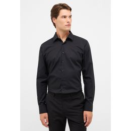 Langarmhemd Eterna "SLIM FIT", Herren, Gr. 38, Normalgrößen, schwarz, Popeline, 100% Baumwolle, tailliert, Manschette, Hemden, NON IRON (bügelfrei)