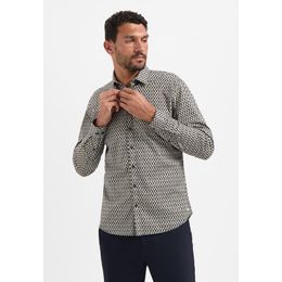 Langarmhemd NO EXCESS "NO EXCESS Stretchhemd mit Print", Herren, Gr. S, primary_ausgabeGroessentyp, schwarz, 97% Baumwolle, 3% Elasthan, regular fit, Hemden
