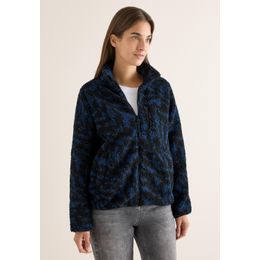 Sweatjacke Cecil, Damen, Gr. S (38), urban dunkelblau, Sweatware, 100% Polyester, animal-print, normal normal, hoch geschlossener Ausschnitt, eingefasste Kante, Sweatjacken, mit Stehkragen
