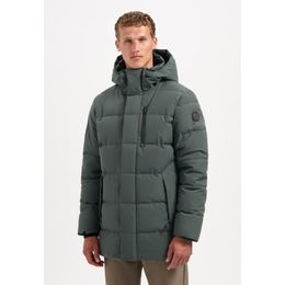 Parka NO EXCESS "NO EXCESS Langer Steppparka", Herren, Gr. L, schwarz steel, 100% Polyester, Jacken