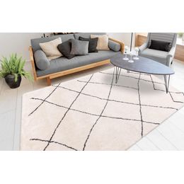 Hochflor-Teppich Calo-deluxe "Elvar-5000" Gr. 2, beige (elfenbeinfarben), B:80cm H:27mm L:150cm, Kunstfaser, Teppiche, besonders weich durch Microfaser, Wohnzimmer