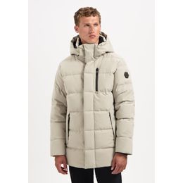 Parka NO EXCESS "NO EXCESS Langer Steppparka", Herren, Gr. L, stone, 100% Polyester, Jacken
