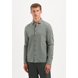 Langarmhemd NO EXCESS "NO EXCESS Meliertes Jerseyhemd", Herren, Gr. L, Normalgrößen, dunkelgrün, 60% Viskose, 35% Nylon, 5% Elasthan, regular fit, Hemden