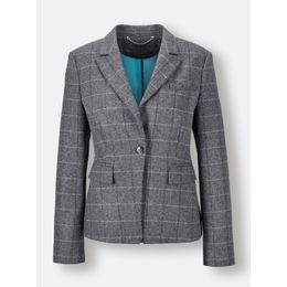 CREATION L PREMIUM Witt Damen Blazer mit Glitzer-Karo, graphit-kariert, Gr&ouml;&szlig;e 40