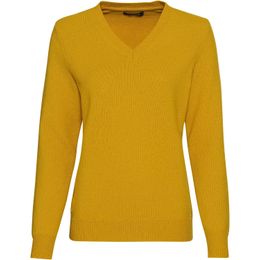 Highmoor V-Pullover aus Lambswool Senf (Größe: 34)