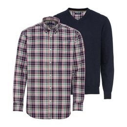 Highmoor Set: V-Pullover & Karohemd Marine (Gr&ouml;&szlig;e: XL)