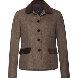 Highmoor Fischgrat-Jacke mit Samtdetails Beige/Braun (Gr&ouml;&szlig;e: 48)