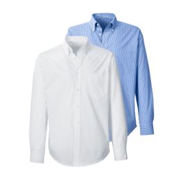 Highmoor Hemden-Doppelpack Blau/Weiß+Weiß uni (Größe: M)