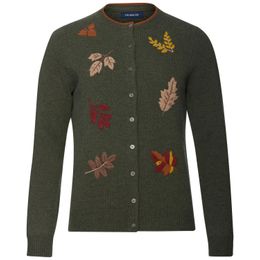 Highmoor Strickjacke mit Blatt-Stickereien Oliv (Gr&ouml;&szlig;e: 34)