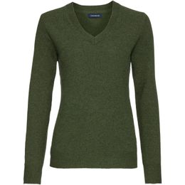 Highmoor V-Pullover aus Lambswool Moos (Größe: 36)
