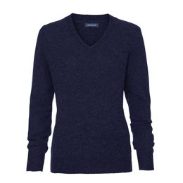 Highmoor V-Pullover aus Lambswool Marine (Größe: 36)