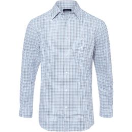 Highmoor Langarmhemd Tattersall-Karo Weiß/Blau (Größe: XL)