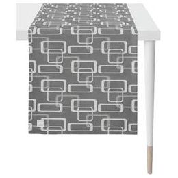 Tischläufer Apelt "3966 Outdoor, Sommerdeko, Sommer", grau (grau, weiß), B:46cm L:135cm, Polyester, Tischdecken, Jacquardgewebe