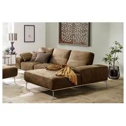 Ecksofa W.Schillig "run, Designsofa, bequem, L-Form", braun (chocolate s37), B:299cm H:88cm T:178cm, Longlife Xtra-Leder Z73: Naturwalkleder der Luxusklasse aus den erlesensten Rohhäuten. Hautstärke 1, 1 – 1, 3 mm;ROHLEDER Jacquard-Flachgewebe Q2 W60 (63% Polyester, 37% Polyacryl);ROHLEDER Chenille-Flachgewebe Q2 W77 (68% Polyacryl, 32% Polyester);Stoff S37 (100% Polyester), Sofas, mit elegantem H