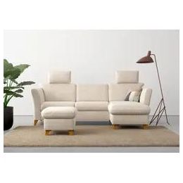 Ecksofa Home Affaire "Trelleborg L-Form", beige (creme), B:249cm H:86cm T:162cm, 100% Polyester, Sofas, wahlweise mit Bettfunktion und Bettkasten, inkl. Federkern-Polsterung