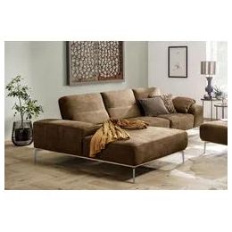 Ecksofa W.Schillig "run, Designsofa, bequem, L-Form", braun (chocolate s37), B:299cm H:88cm T:178cm, Longlife Xtra-Leder Z73: Naturwalkleder der Luxusklasse aus den erlesensten Rohhäuten. Hautstärke 1, 1 – 1, 3 mm;ROHLEDER Jacquard-Flachgewebe Q2 W60 (63% Polyester, 37% Polyacryl);ROHLEDER Chenille-Flachgewebe Q2 W77 (68% Polyacryl, 32% Polyester);Stoff S37 (100% Polyester), Sofas, mit elegantem H