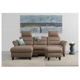Sit & More Ecksofa SIT & MORE "Mellum L-Form", braun (nuss), B:250cm H:87cm T:163cm, 100% Polyester, Sofas, Federkern, wahlweise mit Bettfunktion, Bettkasten und Armteilfunktion