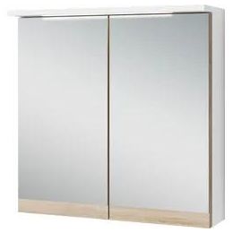Spiegelschrank ByLiving "Marino", weiß (weiß, sonoma eichefarben), B:60cm H:60cm T:20cm, FSC-zertifizierter Holzwerkstoff, Schränke, Breite 60 cm, mit soft close Türen, inklusive LED Beleuchtung
