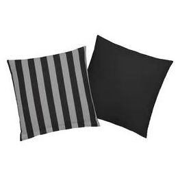 Kissenbezug Andas "Greta", schwarz (anthrazit, schwarz), B:40cm L:40cm, Renforcé, Obermaterial: 100% Baumwolle, Kissenbezüge, Kissenhülle mit Wendeoptik, OEKO-TEX und Made in Green zertifiziert