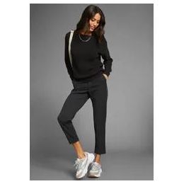 Rundhalspullover Laura Scott "CIRCULAR COLLECTION-GOTS zertifiziert", Damen, Gr. 44/46, schwarz, Feinstrick, Obermaterial: 100% Baumwolle, unifarben, Basic, figurumspielend hüftlang, Rundhals, Langarm Rippstrickbündchen, Pullover, aus schönem Grobstrick