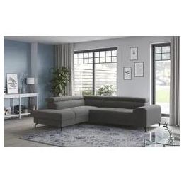 Ecksofa COTTA "Aura L-Form, B: 260 cm", grau (anthrazit), B:260cm T:106cm, Sofas, mit Bettfunktion, Bettkasten & Kopfteilverstellung