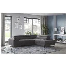 Ecksofa COTTA "Aura L-Form, B: 260 cm", grau (anthrazit), B:260cm T:210cm, Sofas, mit Bettfunktion, Bettkasten & Kopfteilverstellung