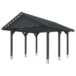 Skan Holz Einzelcarport SKANHOLZ "Wallgau", grau (schiefergrau), B/H/T: 430cm x 215cm x 500cm, Carports, mit Dachlattung
