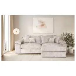 Ecksofa Home Affaire "Soft&Cosy XL L-Form, B: 246 cm", beige, B:246cm T:187cm, 100% Polyester, Sofas, Mega-Sofa, Cord oder Chenille-Struktur, mit Federkern & 4 Zierkissen, Topseller