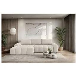Ecksofa Inosign "AZITA klein optionale Schlafsofa mit Bettkasten, B/T/H: 270/166,5/84cm", beige, B:270cm H:84cm T:166,5cm, 100% Polyester, Sofas, L-Form mit Wellenunterfederung, Bubble-Optik, Topseller
