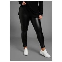 Lederimitathose LAURA SCOTT CURVE, Damen, Gr. 46, N-Gr, schwarz, Jersey, Obermaterial: 95% Polyester, 5% Elasthan, unifarben, Basic, skinny fit lang, Hosen, aus elastischer Ware - GROSSE GRÖSSEN